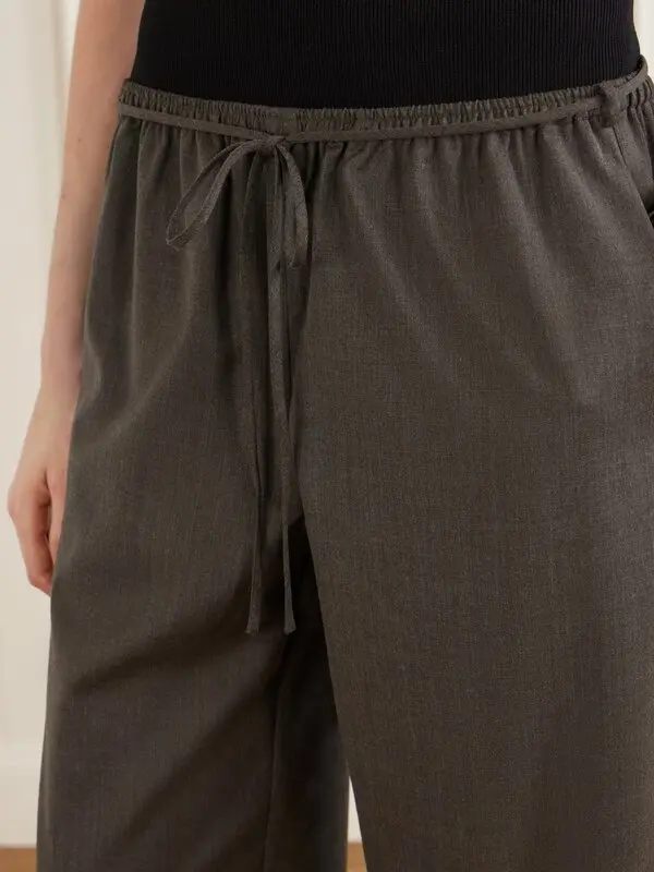 ST. AGNI Everyday Wool-blend Wide-leg Pants - Brown