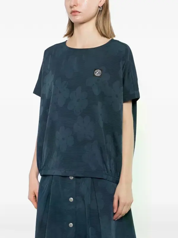 AGNES B. Floral Jacquard Short-sleeved Top