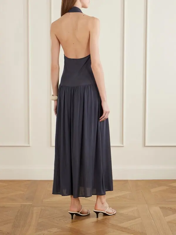 ST. AGNI Tencel™ Lyocell Halterneck Midi Dress - Blue