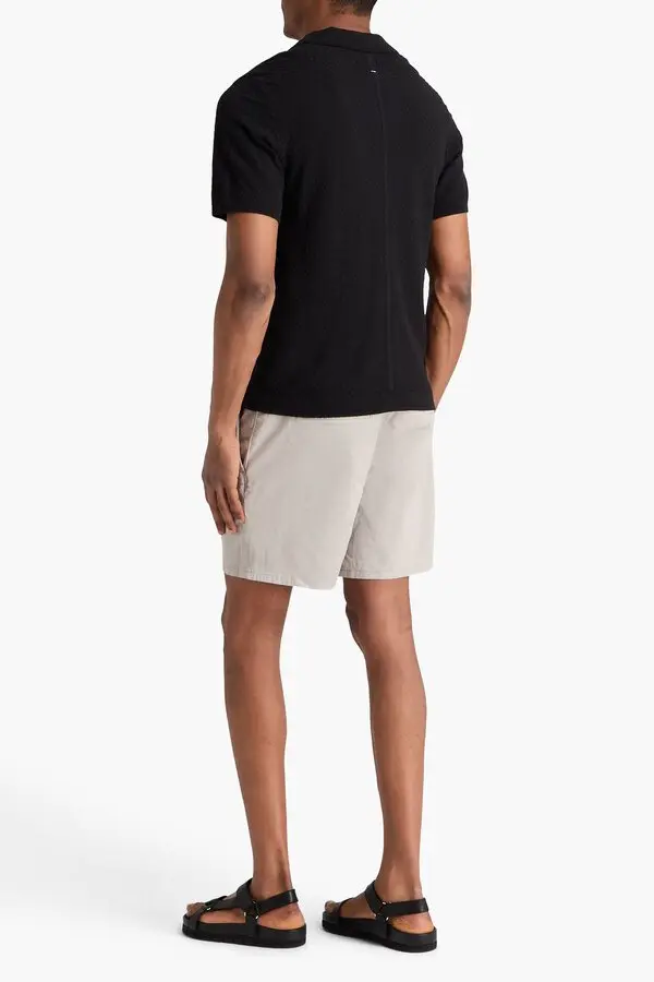 Rag & Bone Johnny Herringbone Terry Polo Shirt - Black