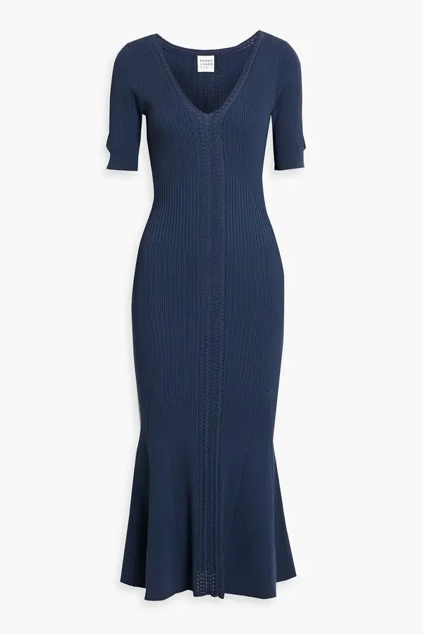 Herve Leger Aria Ribbed-knit Midi Dress