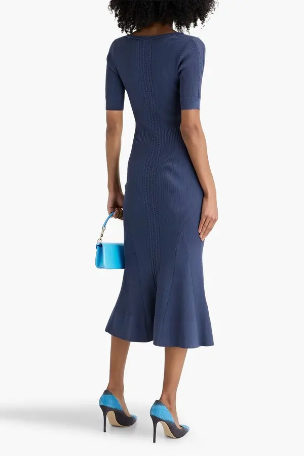 Herve Leger Aria Ribbed-knit Midi Dress