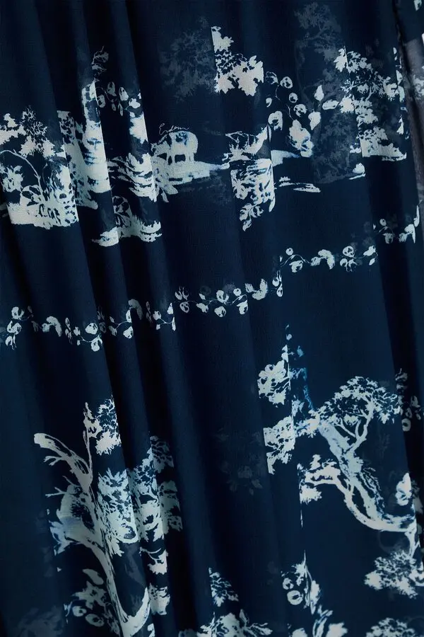 Erdem Printed Silk-voile Gown - Navy