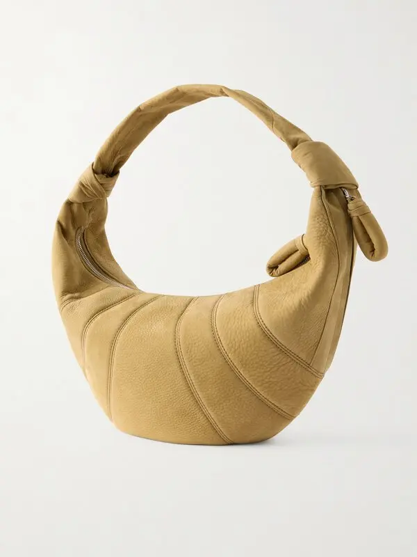 LEMAIRE Fortune Croissant Paneled Nubuck Shoulder Bag - Brown