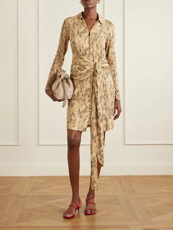 GANNI Marl Printed Mesh Midi Dress