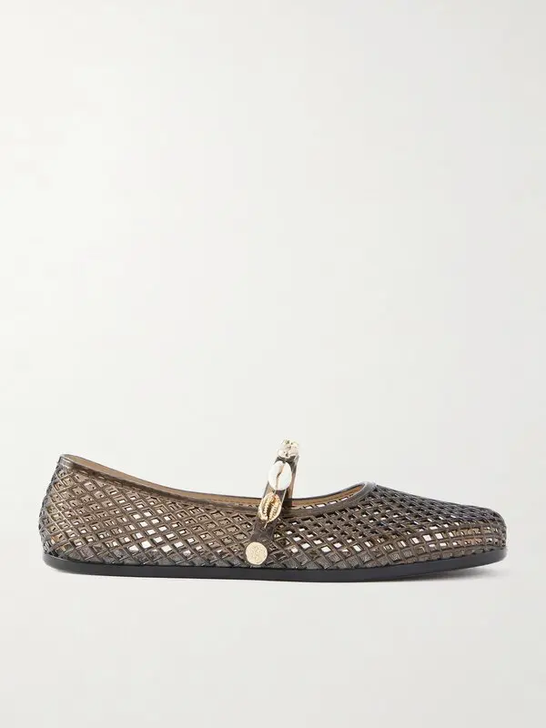 ANCIENT GREEK SANDALS Iro Shell-embellished Flats - Black