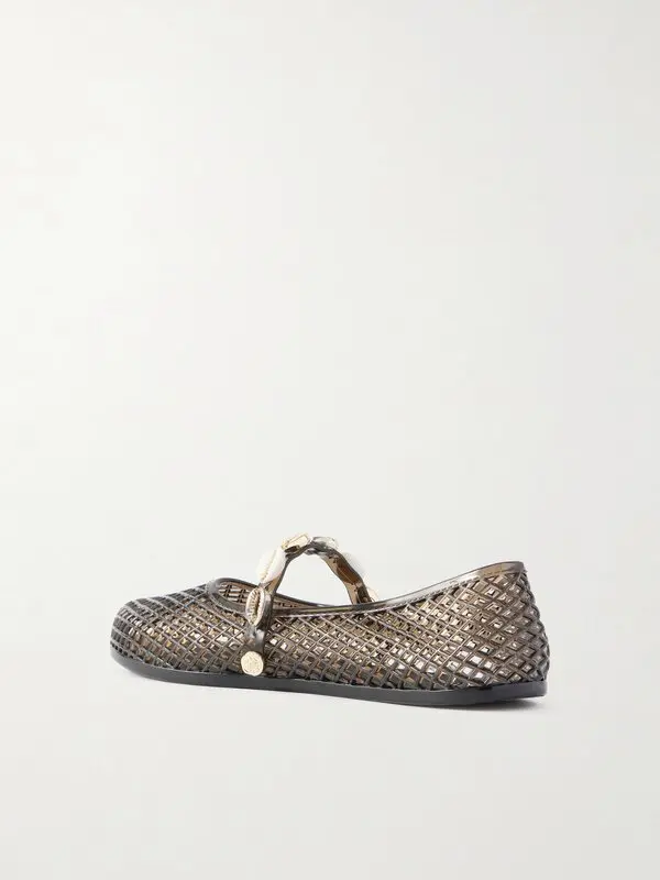 ANCIENT GREEK SANDALS Iro Shell-embellished Flats - Black