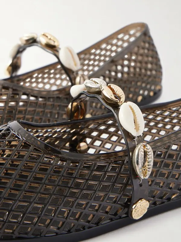 ANCIENT GREEK SANDALS Iro Shell-embellished Flats - Black