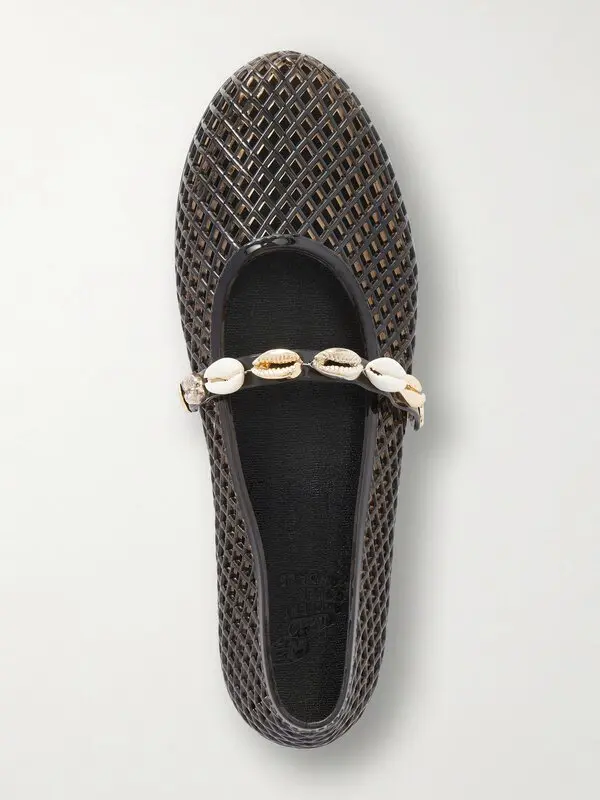 ANCIENT GREEK SANDALS Iro Shell-embellished Flats - Black