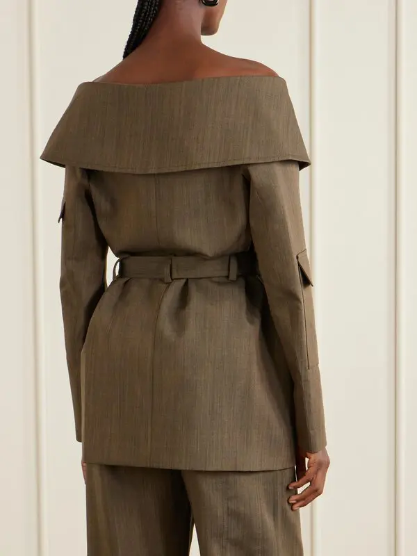 GANNI Belted Wool Blazer
