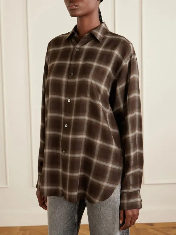 SSSTEIN Checked Lyocell-blend Gauze Shirt
