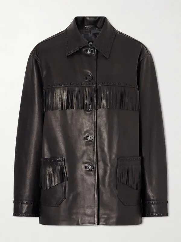 NILI LOTAN Gus Fringed Leather Jacket