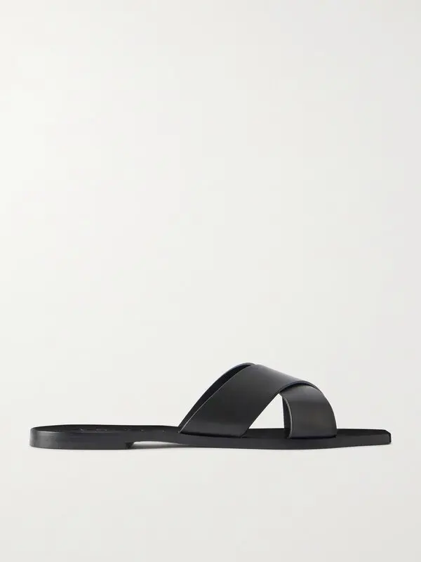 AeydĒ Faye Leather Slides - Black