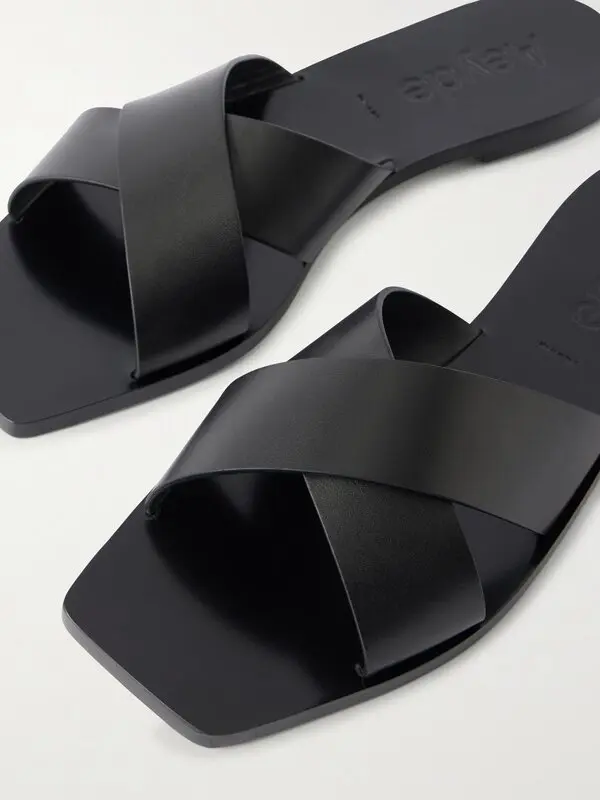 AeydĒ Faye Leather Criss-cross Slides
