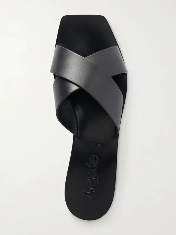 AeydĒ Faye Leather Criss-cross Slides