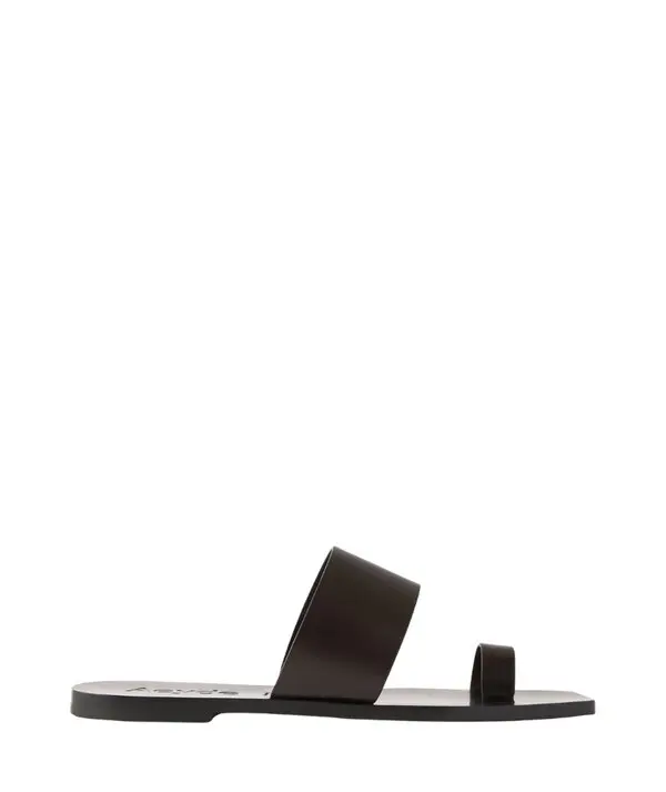 AeydĒ Sibel Leather Flat Sandals - Brown