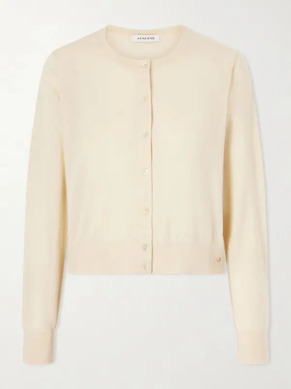 ANINE BING Moni Wool And Cashmere-blend Cardigan - Neutrals
