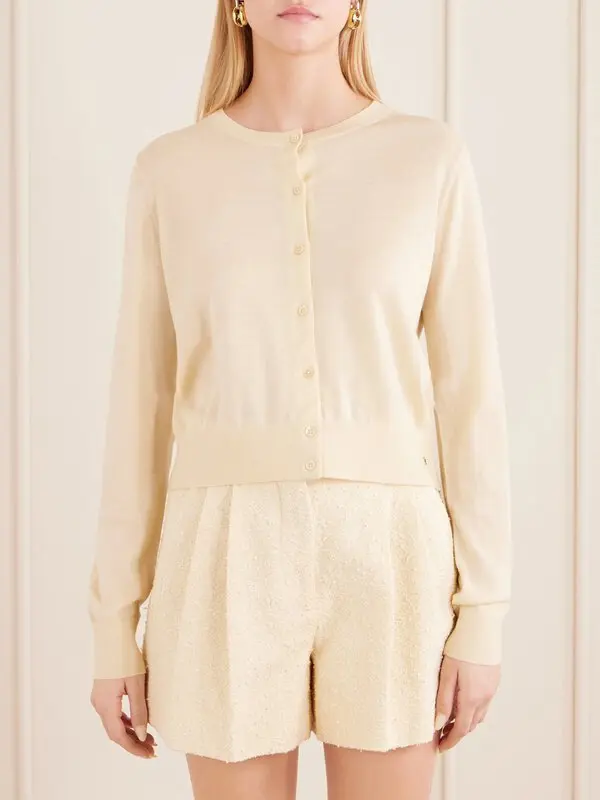 ANINE BING Moni Wool And Cashmere-blend Cardigan - Neutrals