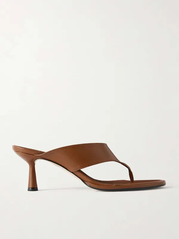 AeydĒ Olenna 65 Leather Thong Sandals - Brown