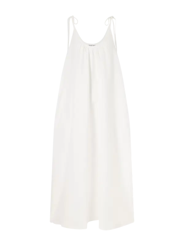 ANINE BING Flora Gathered Lyocell And Linen-blend Maxi Dress - White
