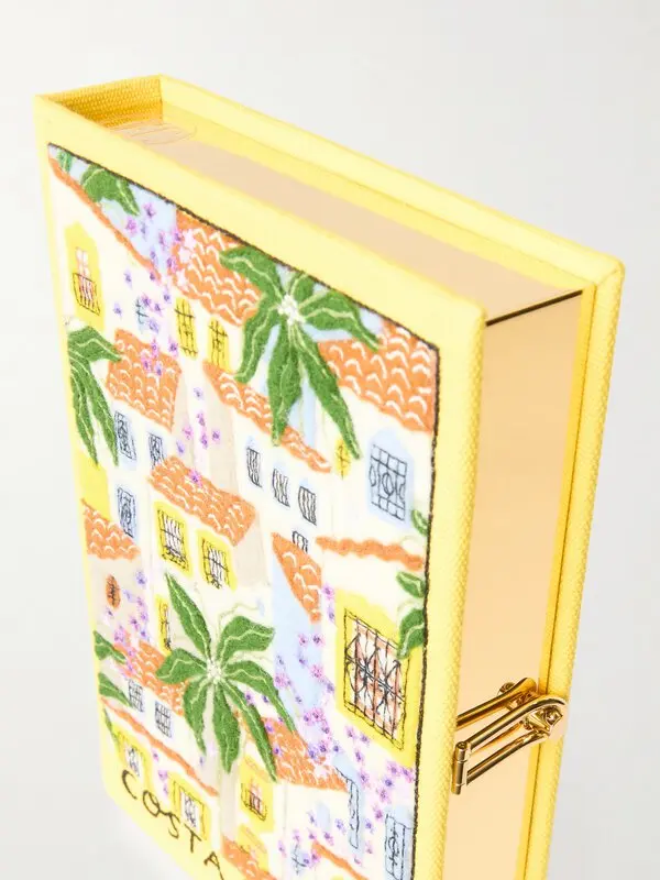 OLYMPIA LE-TAN Costa Del Sol Appliquéd Embroidered Canvas Clutch - Yellow
