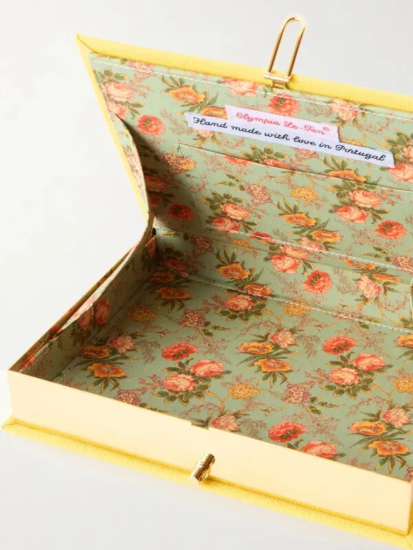 OLYMPIA LE-TAN Costa Del Sol Appliquéd Embroidered Canvas Clutch - Yellow
