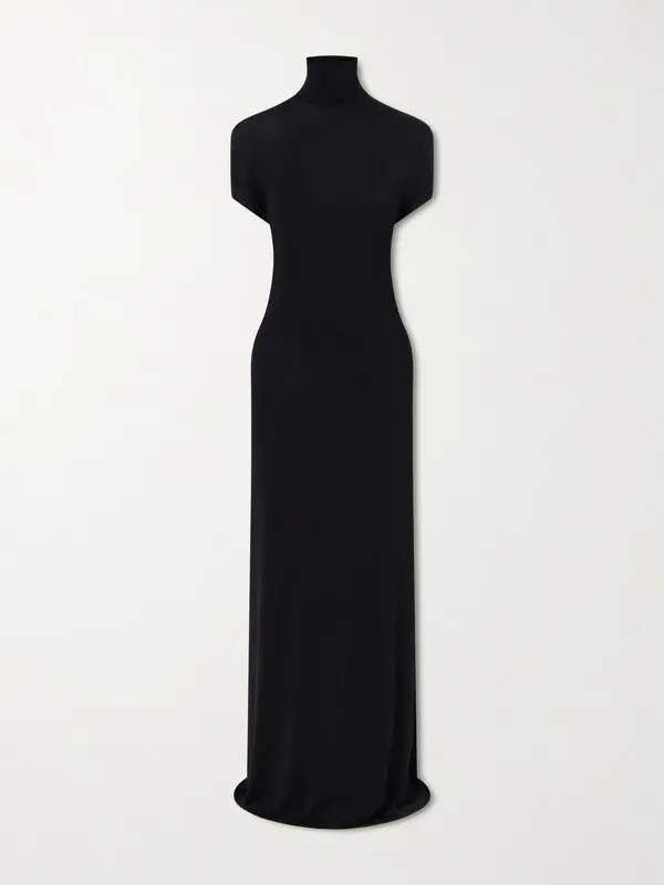 COLLEEN ALLEN Open-back Jersey Turtleneck Gown - Black