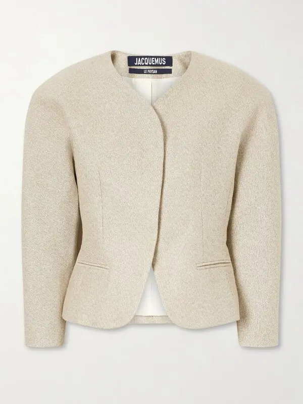 Jacquemus La Petite Veste Ovalo Cotton And Linen-blend Blazer - Neutrals