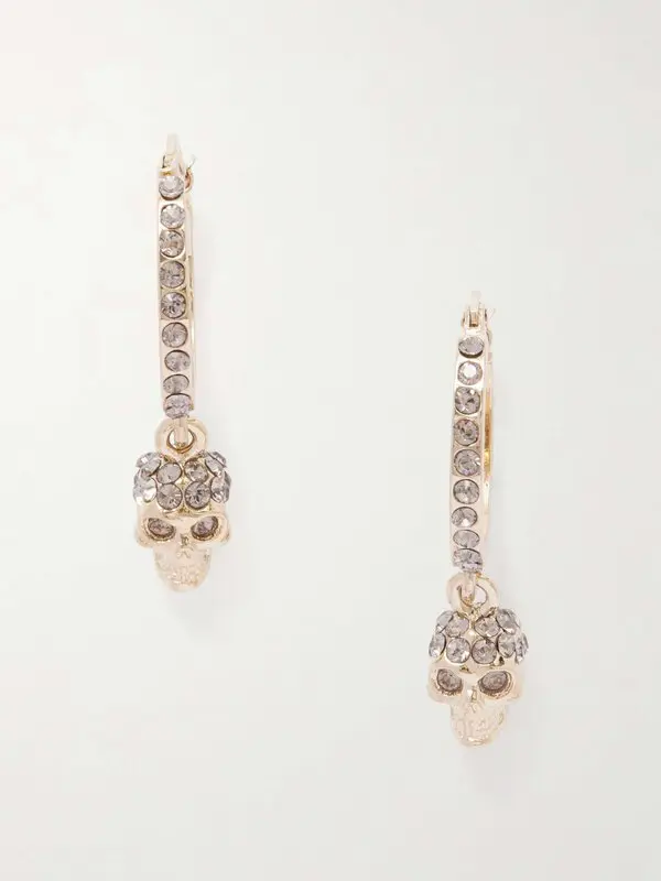 Alexander McQueen Skull Mini Creole Gold Plated Hoop Earrings - Rose Gold