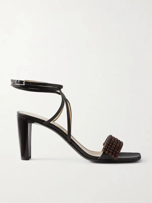 LEMAIRE Beaded Leather Sandals - Brown