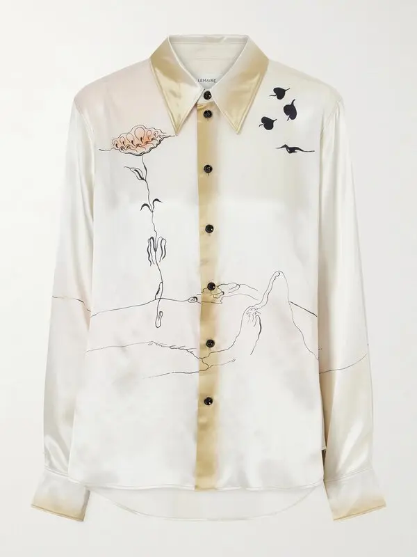 LEMAIRE Printed Silk-satin Shirt - Neutrals