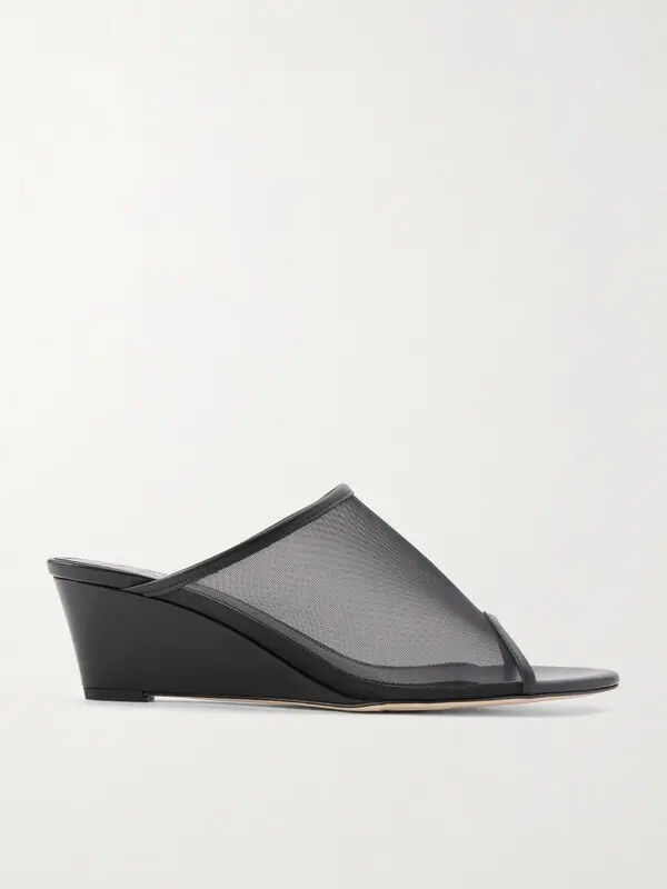 AeydĒ Suzanne Mesh Wedge Sandals - Black