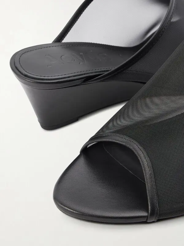 AeydĒ Suzanne Mesh Wedge Sandals - Black