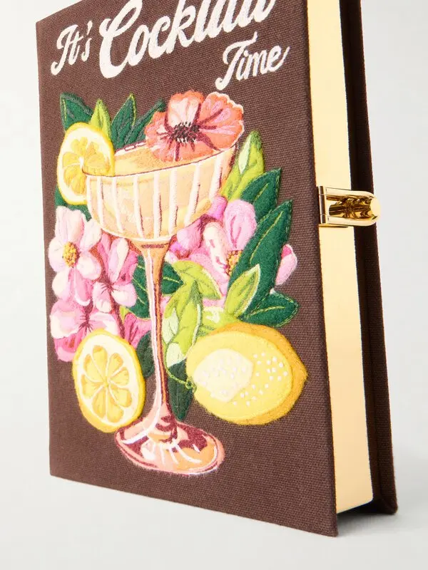 OLYMPIA LE-TAN It's Cocktail Time Appliquéd Embroidered Clutch - Brown