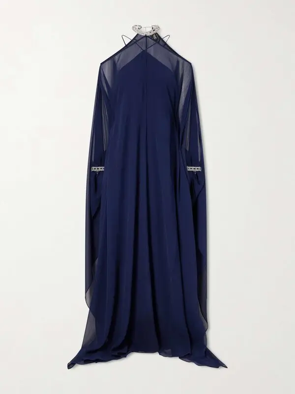 TALLER MARMO Sza Sza Silk-chiffon Gown - Navy