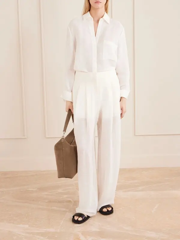 TWP Carries Linen And Silk-blend Wide-leg Pants - Neutrals