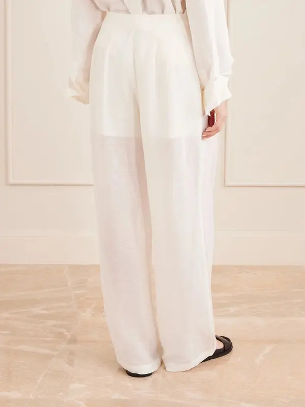 TWP Carries Linen And Silk-blend Wide-leg Pants - Neutrals