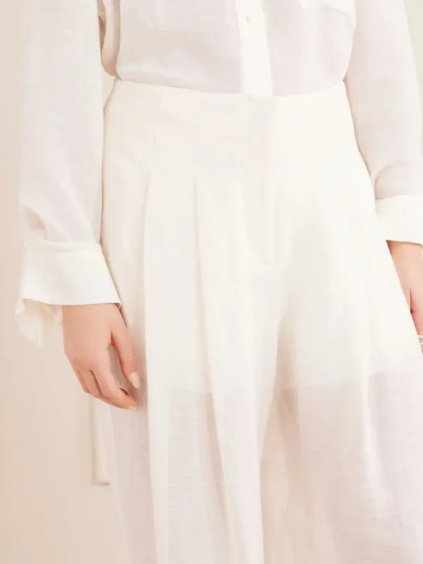 TWP Carries Linen And Silk-blend Wide-leg Pants - Neutrals