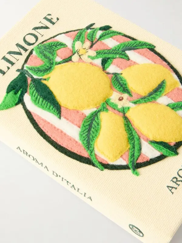 OLYMPIA LE-TAN Aroma D'italia Appliquéd Embroidered Canvas Clutch - Yellow