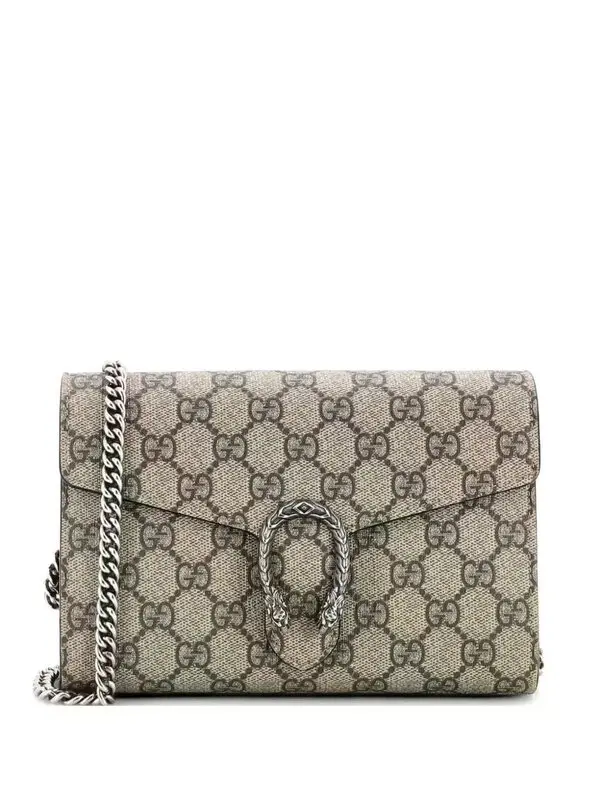 Gucci Dionysus Gg Coated Canvas Chain Wallet - Brown