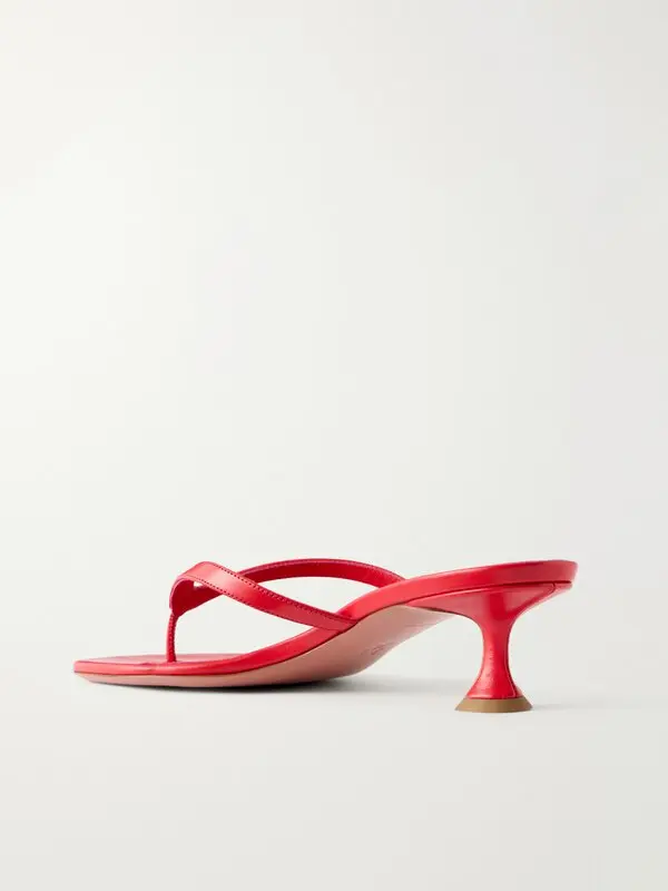 Amina Muaddi Juliette 45 Leather Sandals - Red