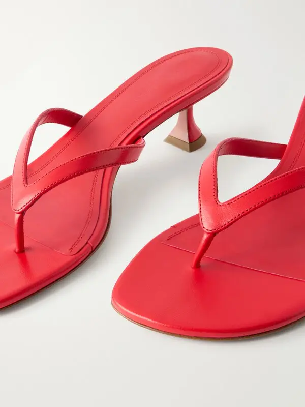 Amina Muaddi Juliette 45 Leather Sandals - Red