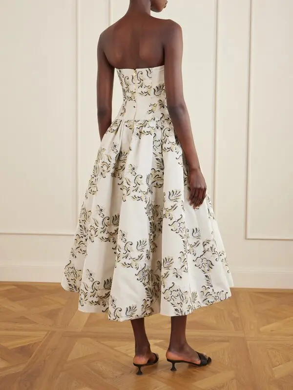 Carolina Herrera Strapless Metallic Floral-jacquard Gown