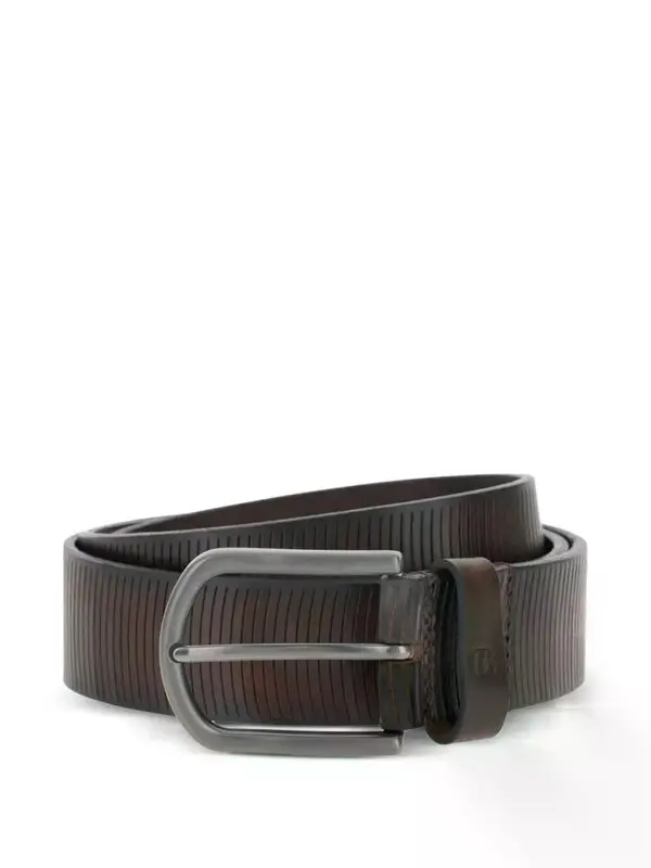 Boggi Milano Striped Leather Belt - Brown