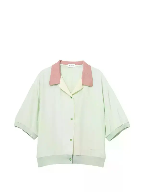 Versace Embroidered Short Sleeve Shirt - Green