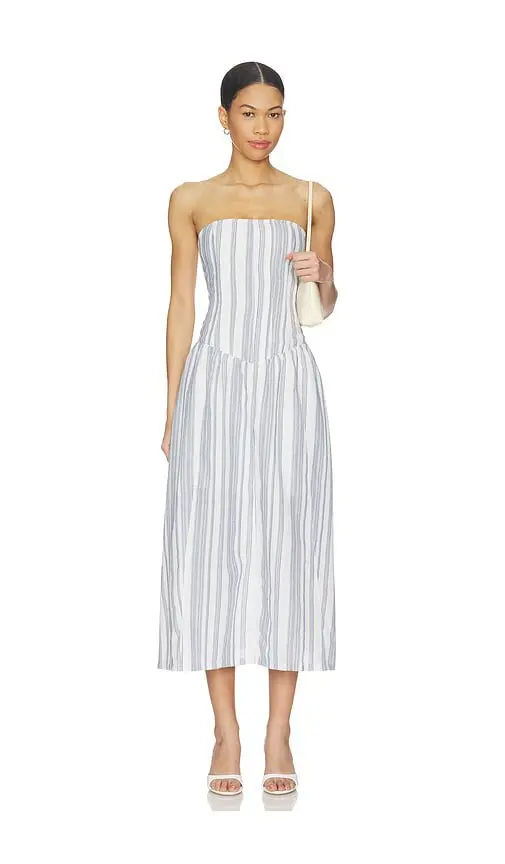 Heartloom Ronan Strapless Corset Midi Dress - Eggshell