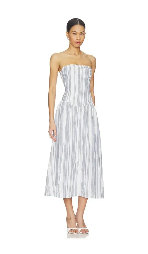 Heartloom Ronan Strapless Corset Midi Dress - Eggshell