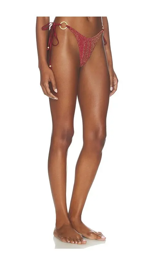 KULANI KINIS Cheeky Side Tie Bikini Bottom With Metallic Threading