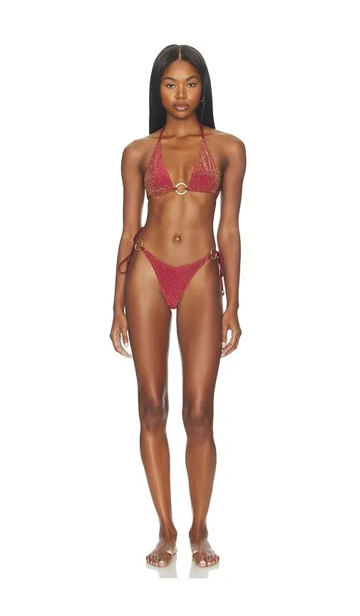 KULANI KINIS Cheeky Side Tie Bikini Bottom With Metallic Threading