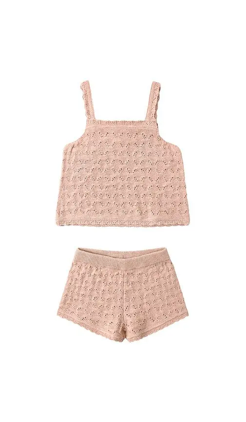 QUINCY MAE Pointelle Knit Tank & Short Set